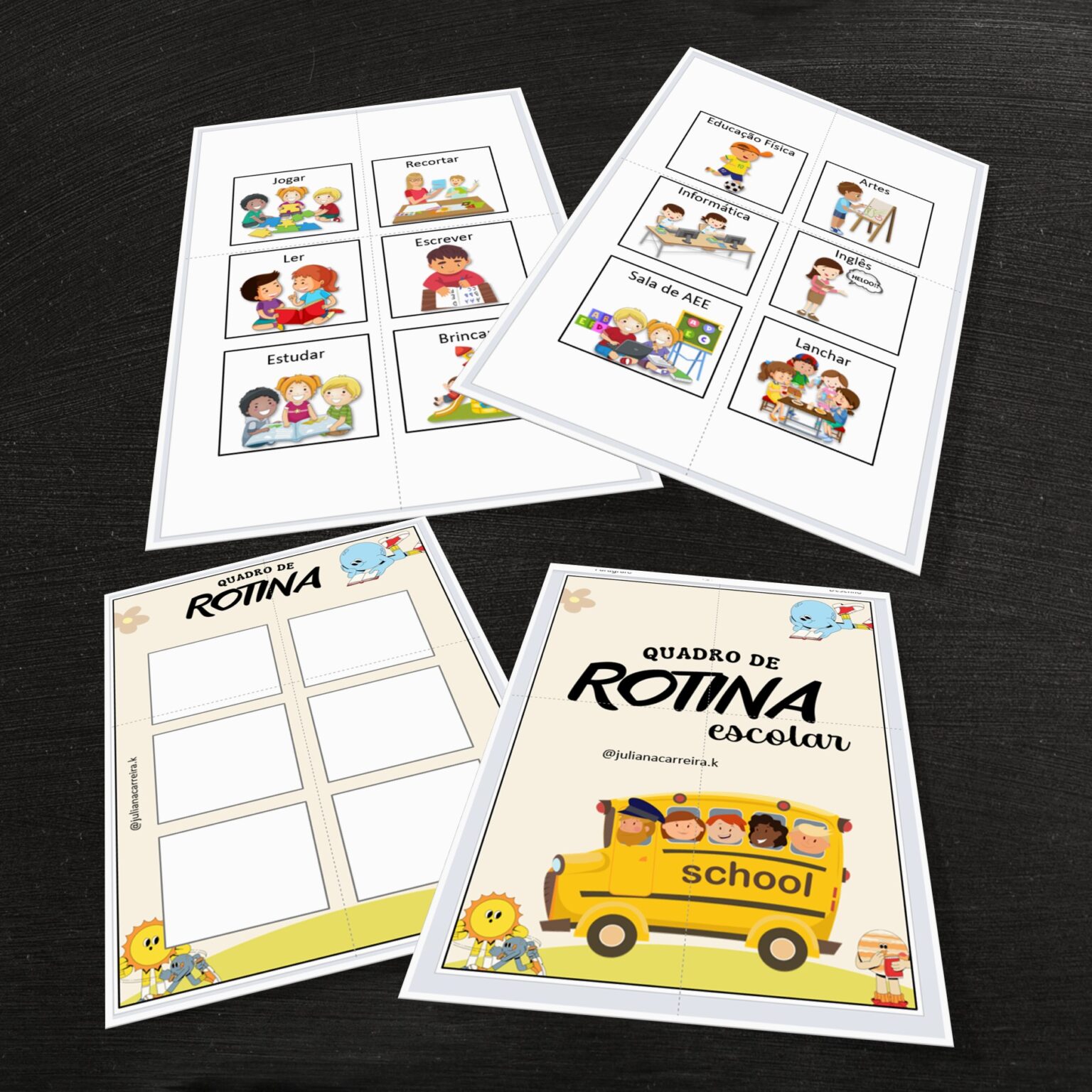 Quadro de Rotina Escolar – Pedagogia aqui em casa – Juliana Carreira