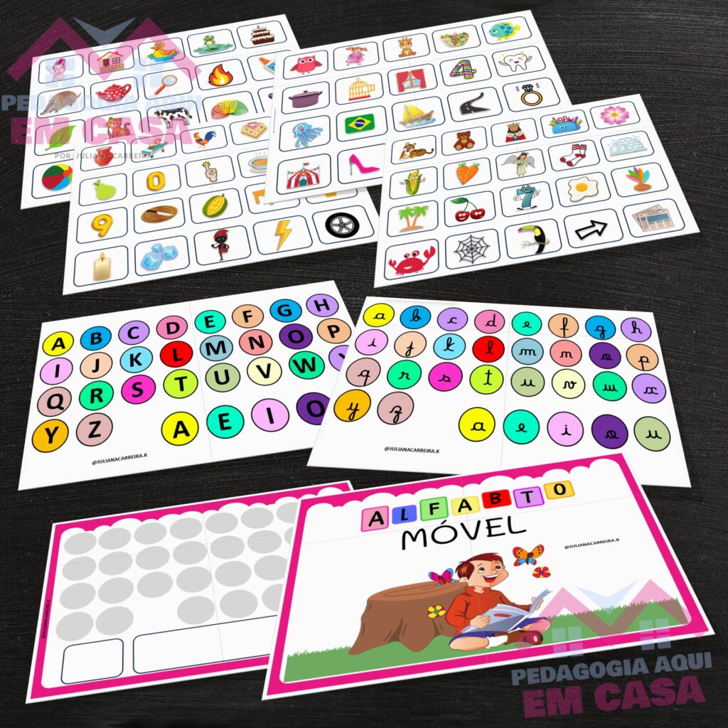 Alfabeto Móvel Bastão e Cursivo – Pedagogia aqui em casa – Juliana Carreira