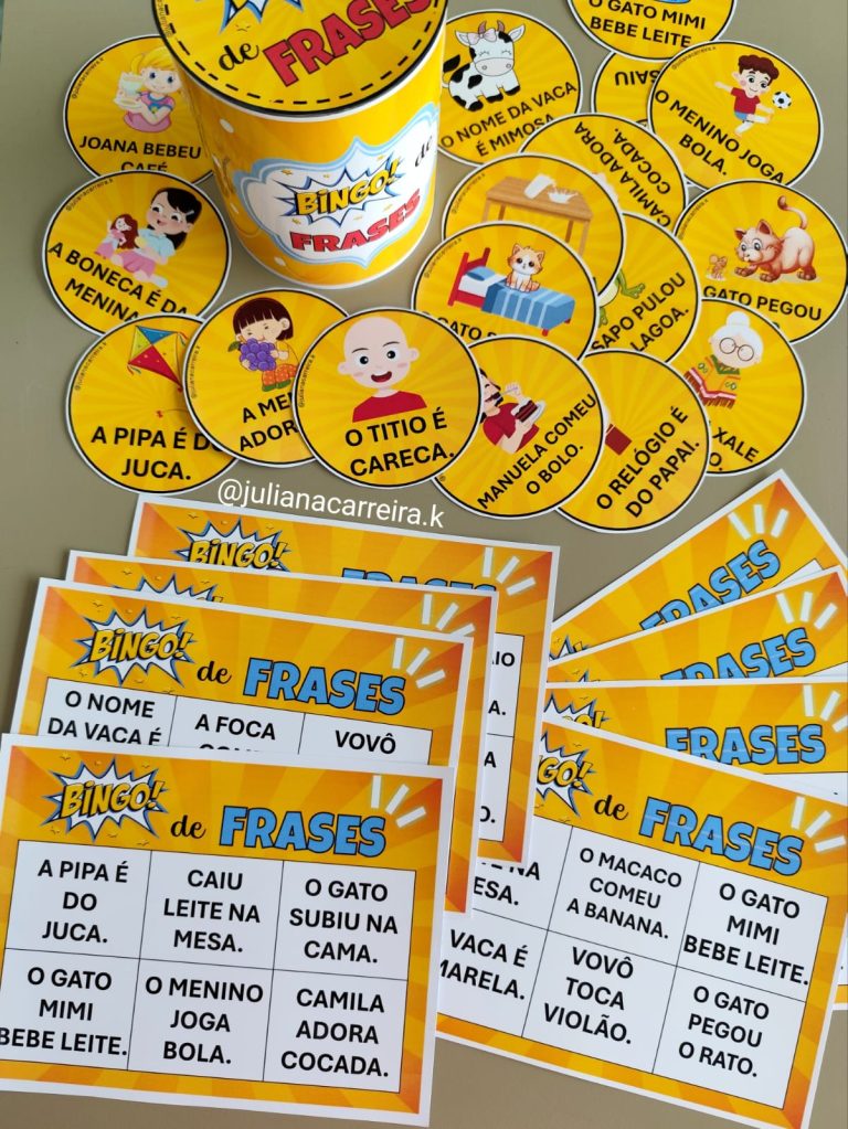 Bingo de Frases Simples – Pedagogia aqui em casa – Juliana Carreira
