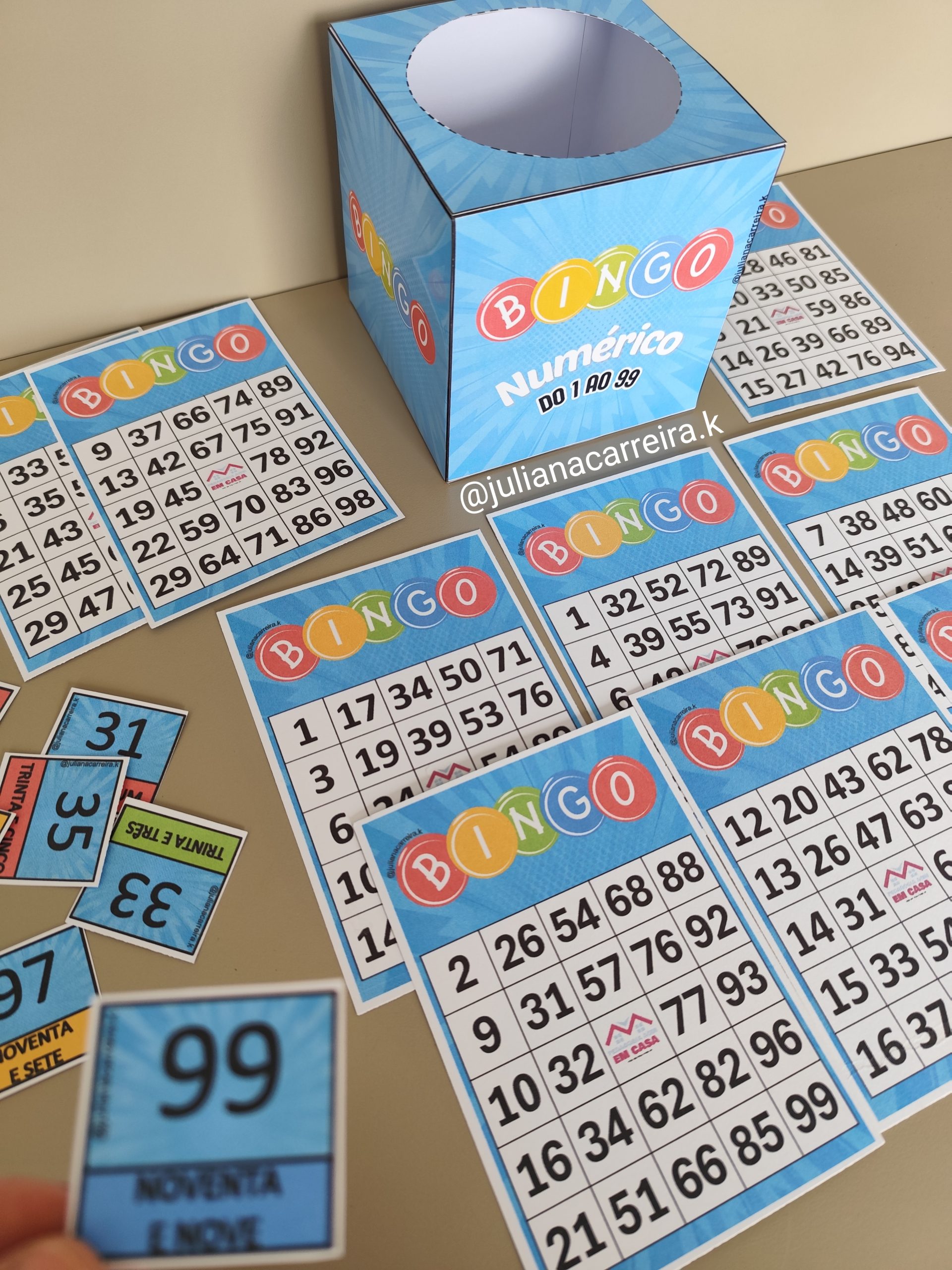 Bingo Numérico do 1 ao 99 – Pedagogia aqui em casa – Juliana Carreira