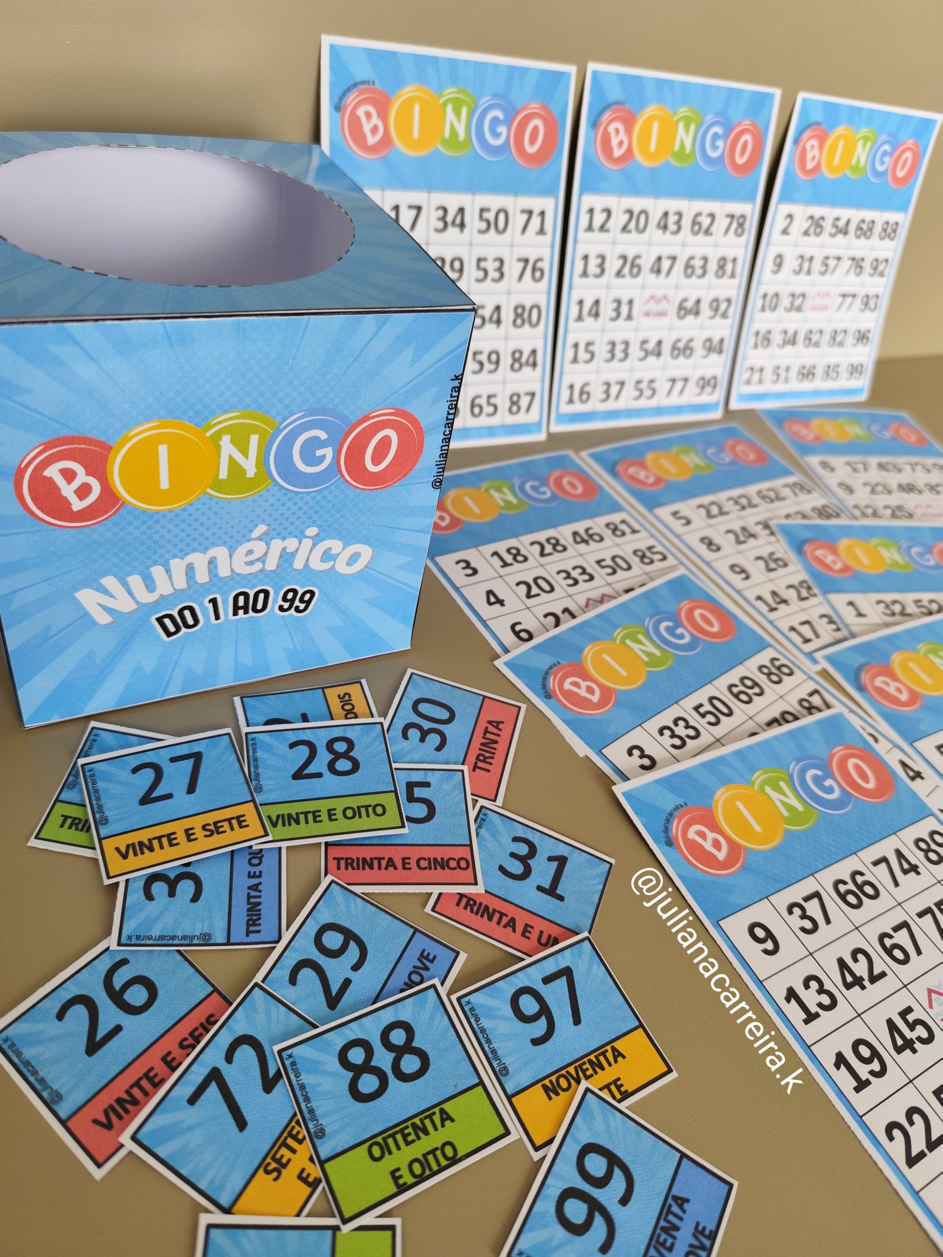 Bingo Numérico do 1 ao 99 – Pedagogia aqui em casa – Juliana Carreira