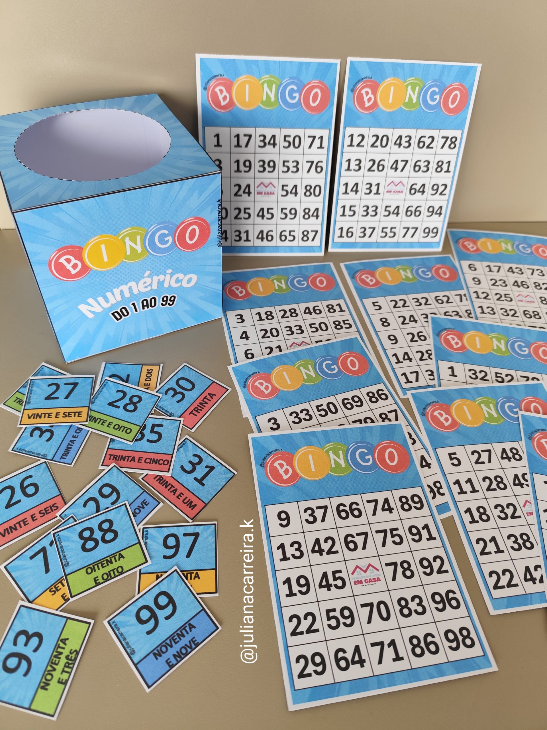 Bingo Numérico do 1 ao 99 – Pedagogia aqui em casa – Juliana Carreira